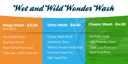 Auto Service Menus, Car Wash Menu Signs – Signazon